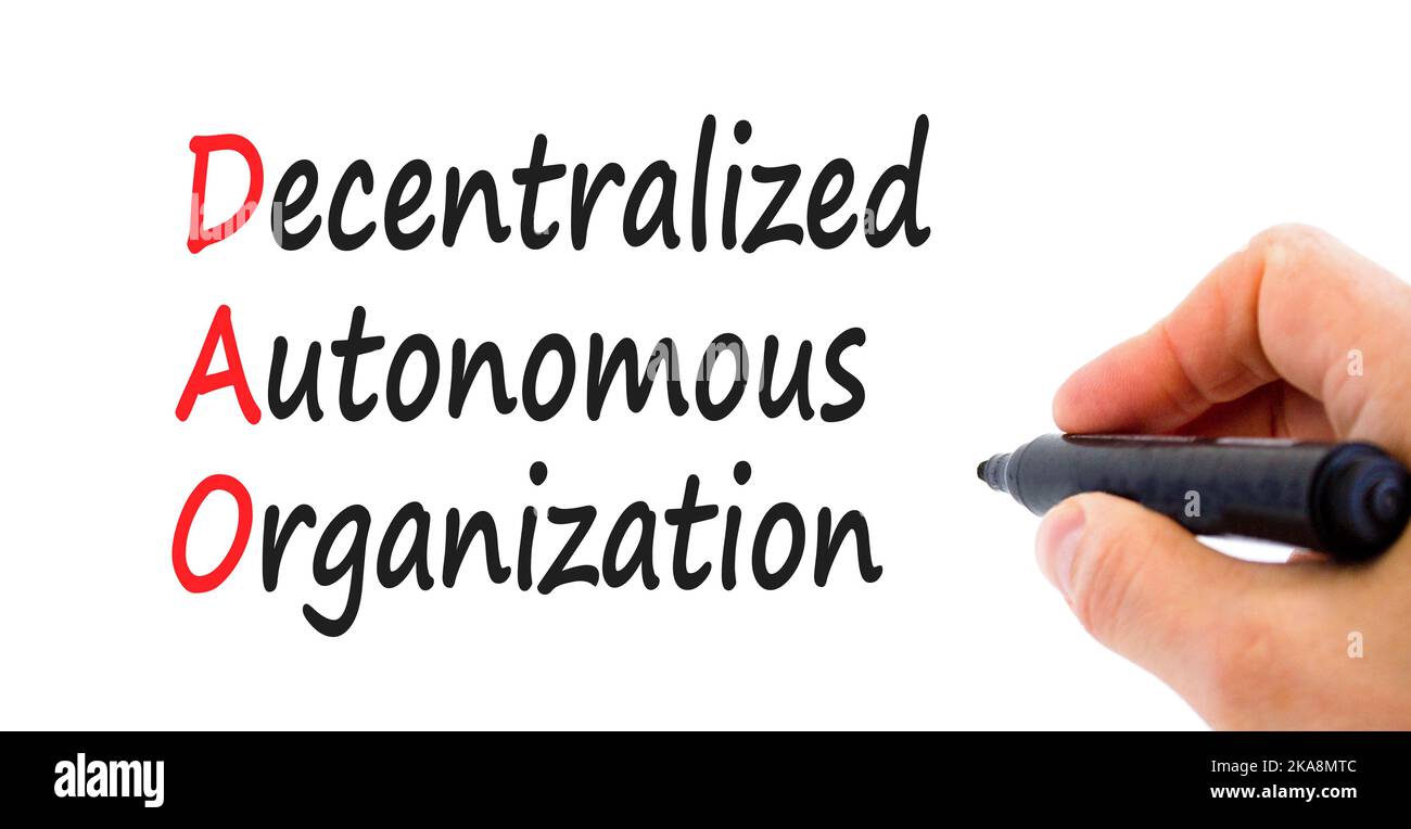 DAO decentralized autonomous organization symbol. Concept words DAO ... DAO decentralized autonomous organization symbol. Concept words DAO ...