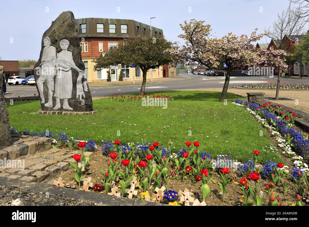 The memorial stone carvings around the War Memorial Clock Tower in ...