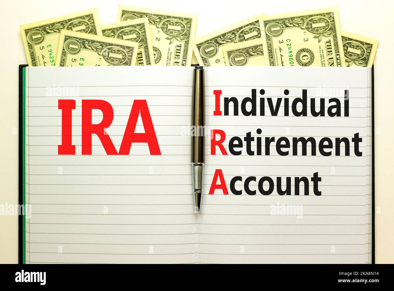 IRA individual retirement account symbol. Concept words IRA individual ...