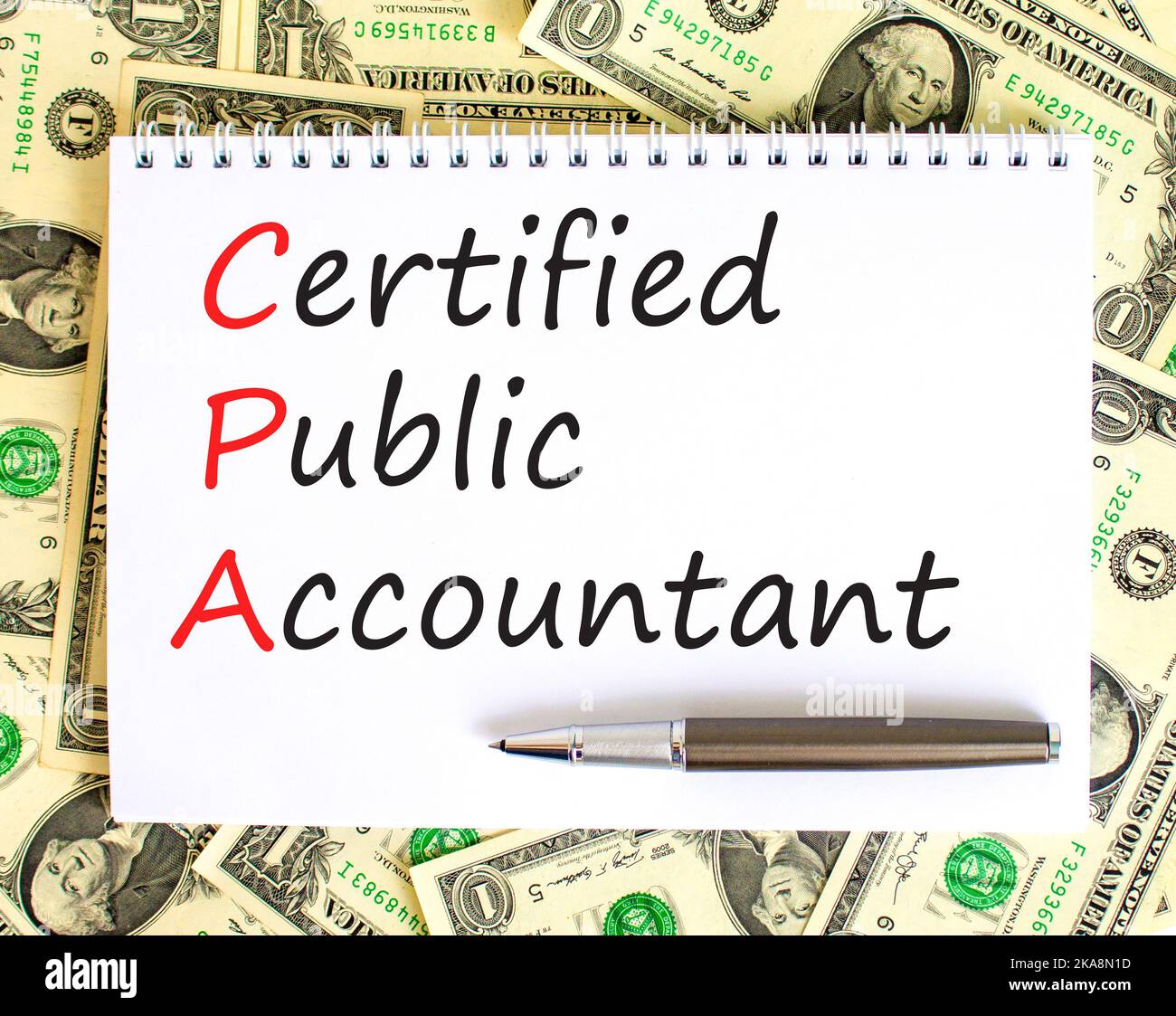 CPA certified public accountant symbol. Concept words CPA certified public accountant on white ...