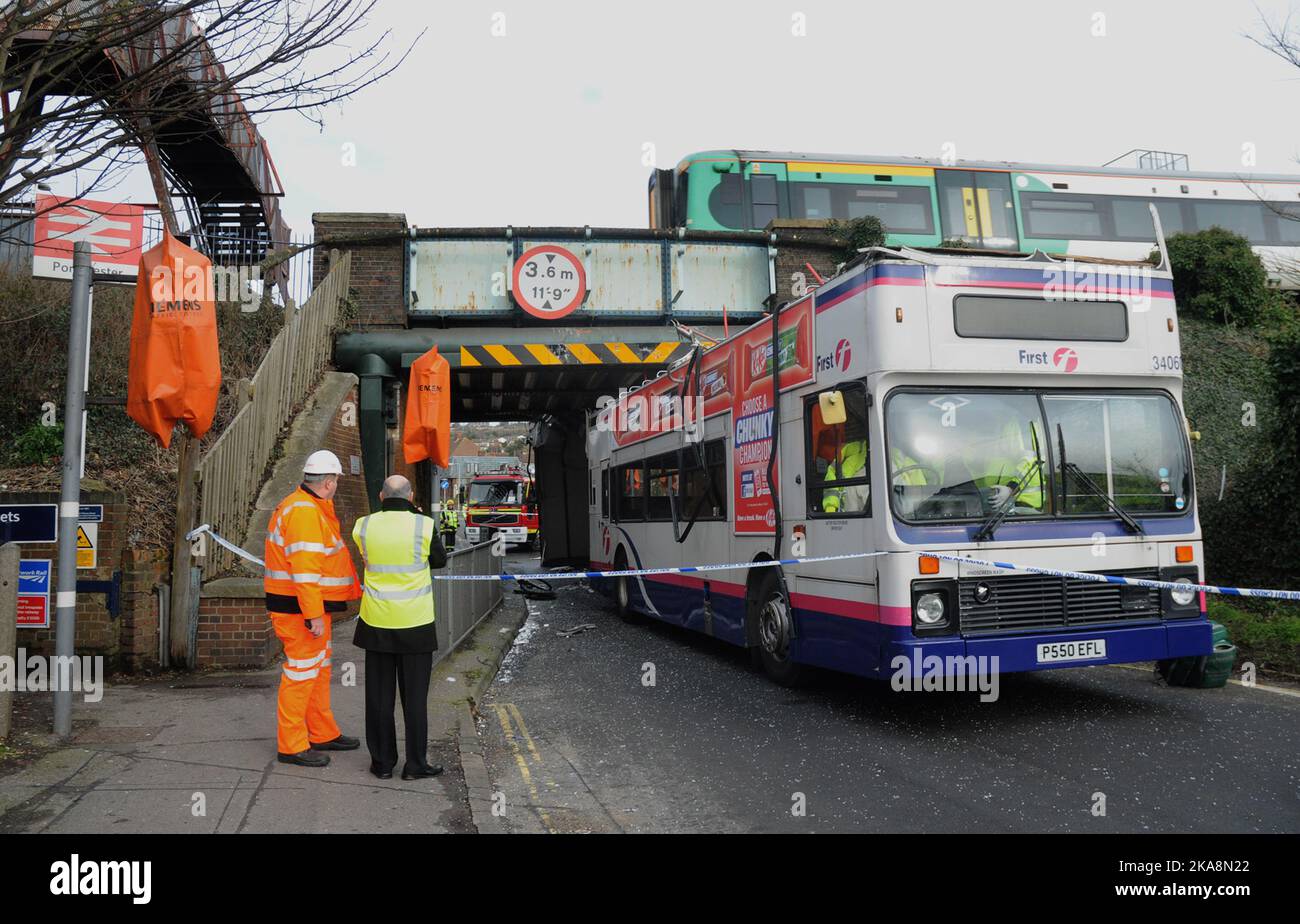 A DOUBLE DECKER BUS HAD ITS ROOF RIPPED COMPLETELY OFF AFTER IT ...