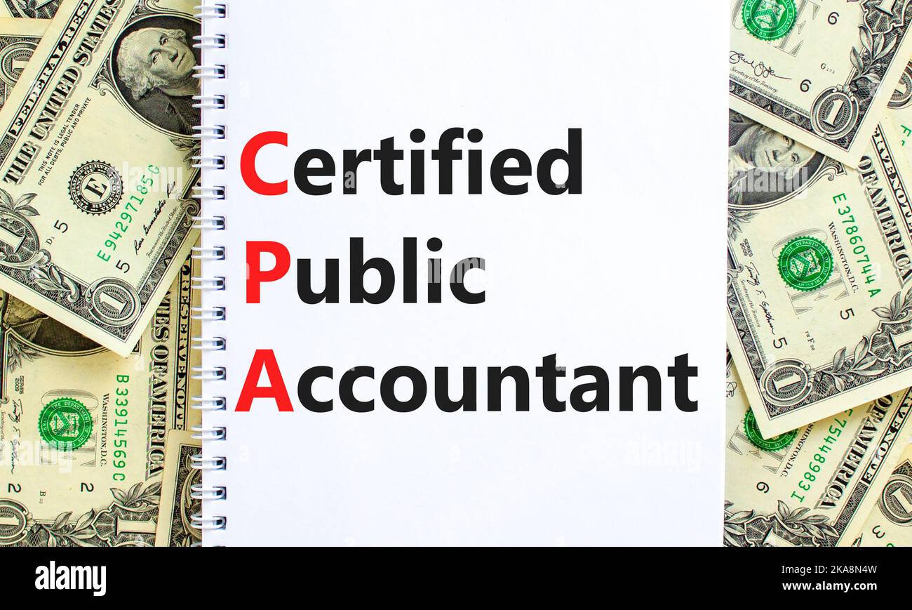CPA certified public accountant symbol. Concept words CPA certified public accountant on white ...