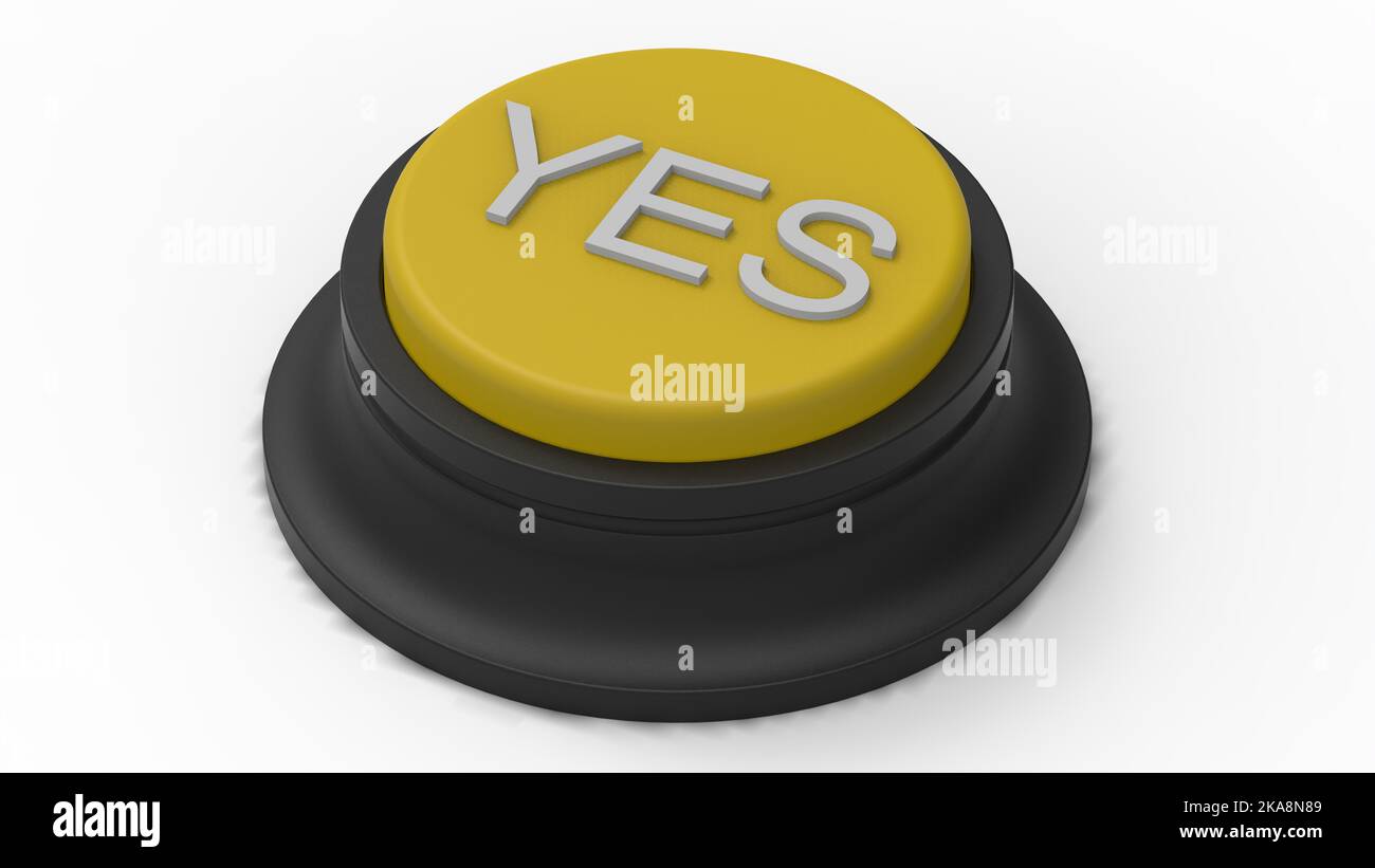 yes yellow button isolated illustration 3d render Stock Photo - Alamy