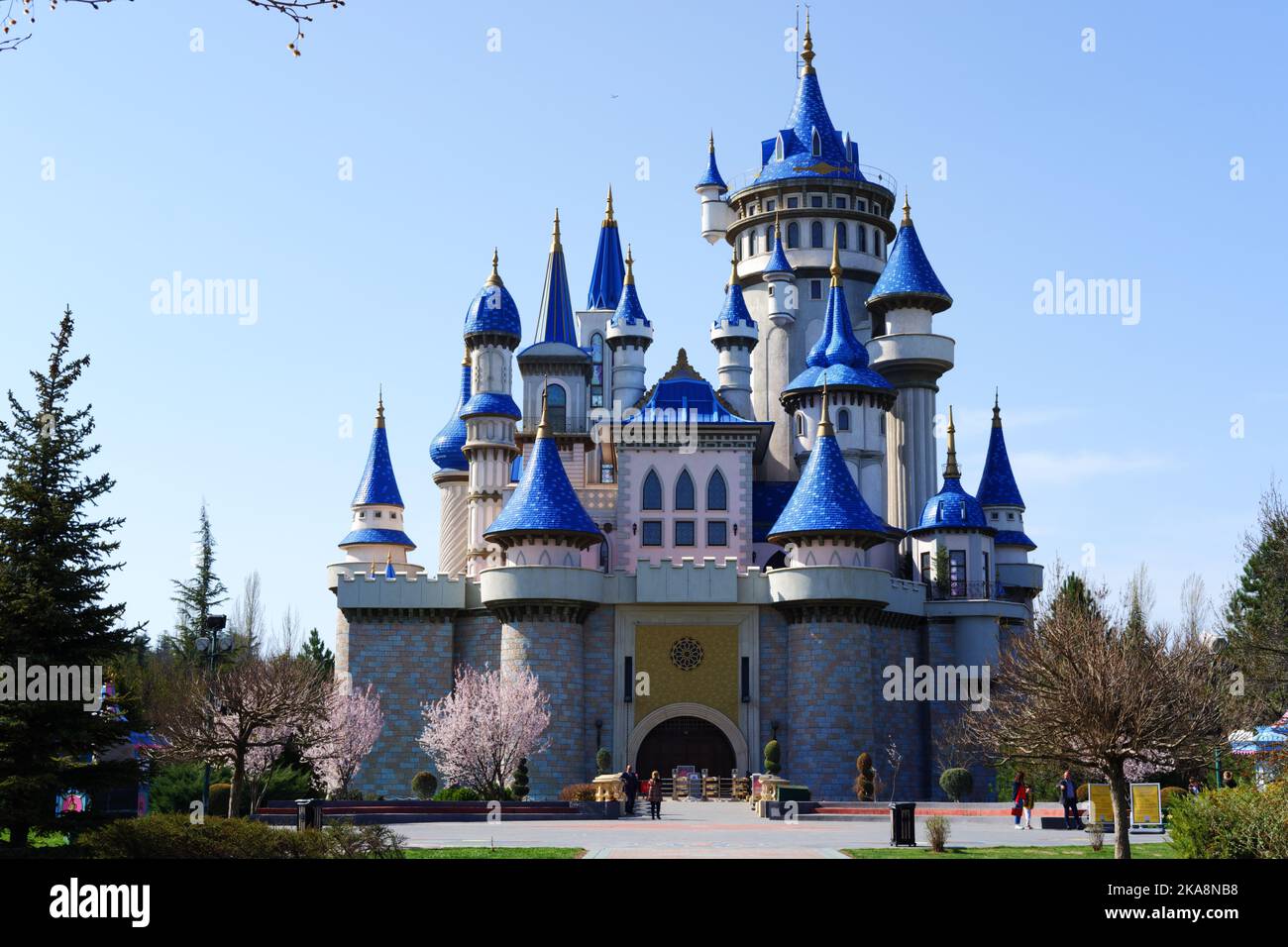 Blue vintage castle at Sazova Park Eskisehir in Spring Stock Photo - Alamy