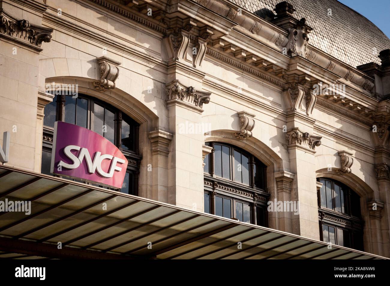 Picture of a sign with the logo of SNCF in Bordeaux saint jean train ...