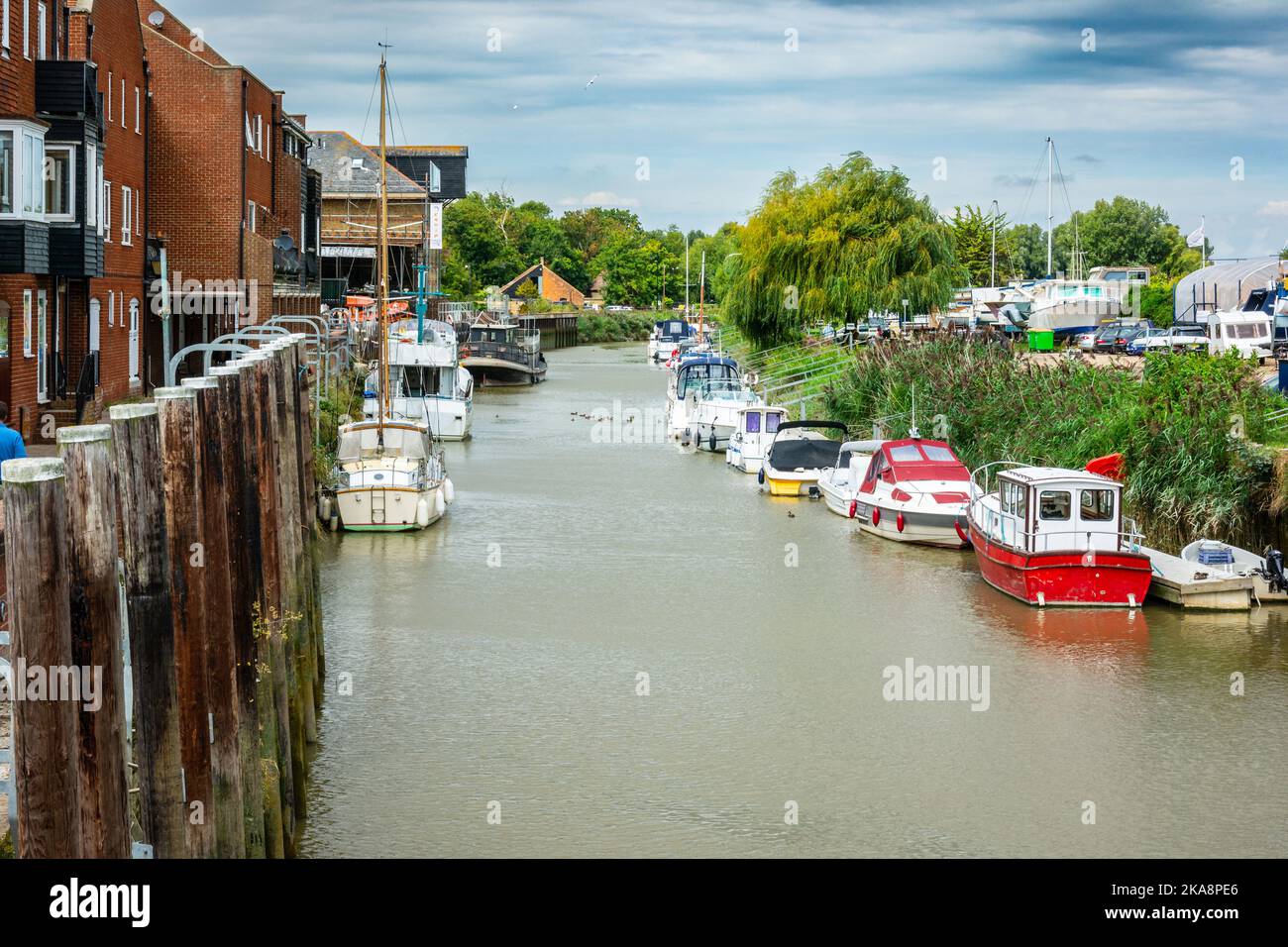 River Stour and the quay view from the Bridge at Sandwich, Kent ...