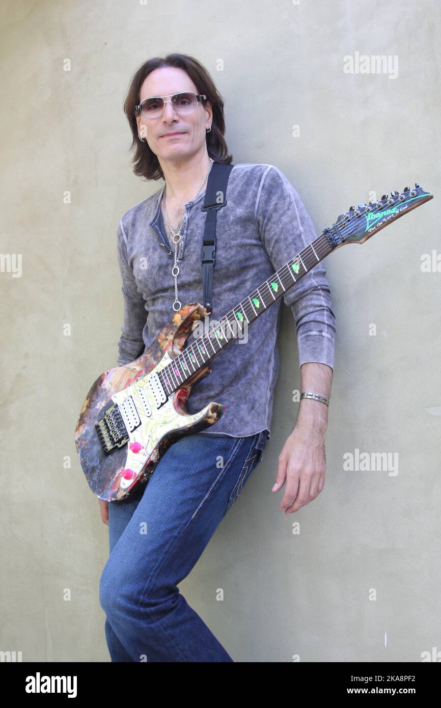Steve Vai photographed in 2012 at his home in Culver City, California ...