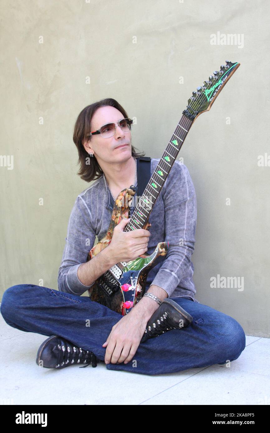Steve Vai photographed in 2012 at his home in Culver City, California ...
