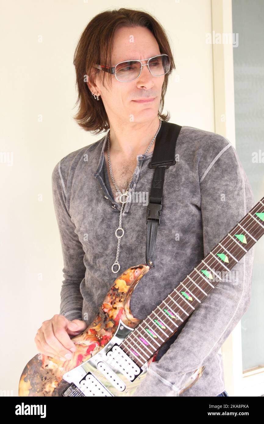 Steve Vai photographed in 2012 at his home in Culver City, California ...