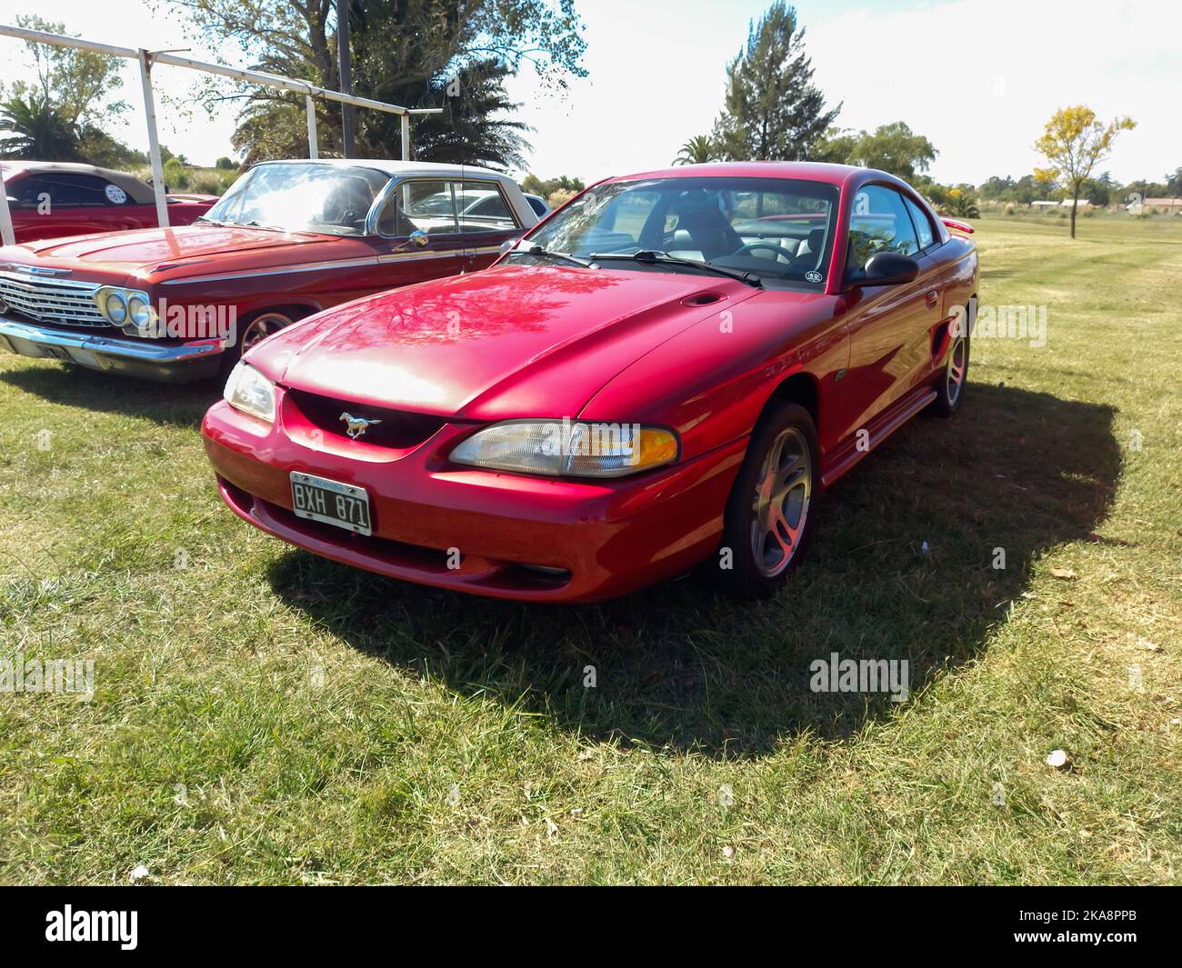 Red sport muscle Ford Mustang GT 4.6 L coupe 2002 fourth generation in ...