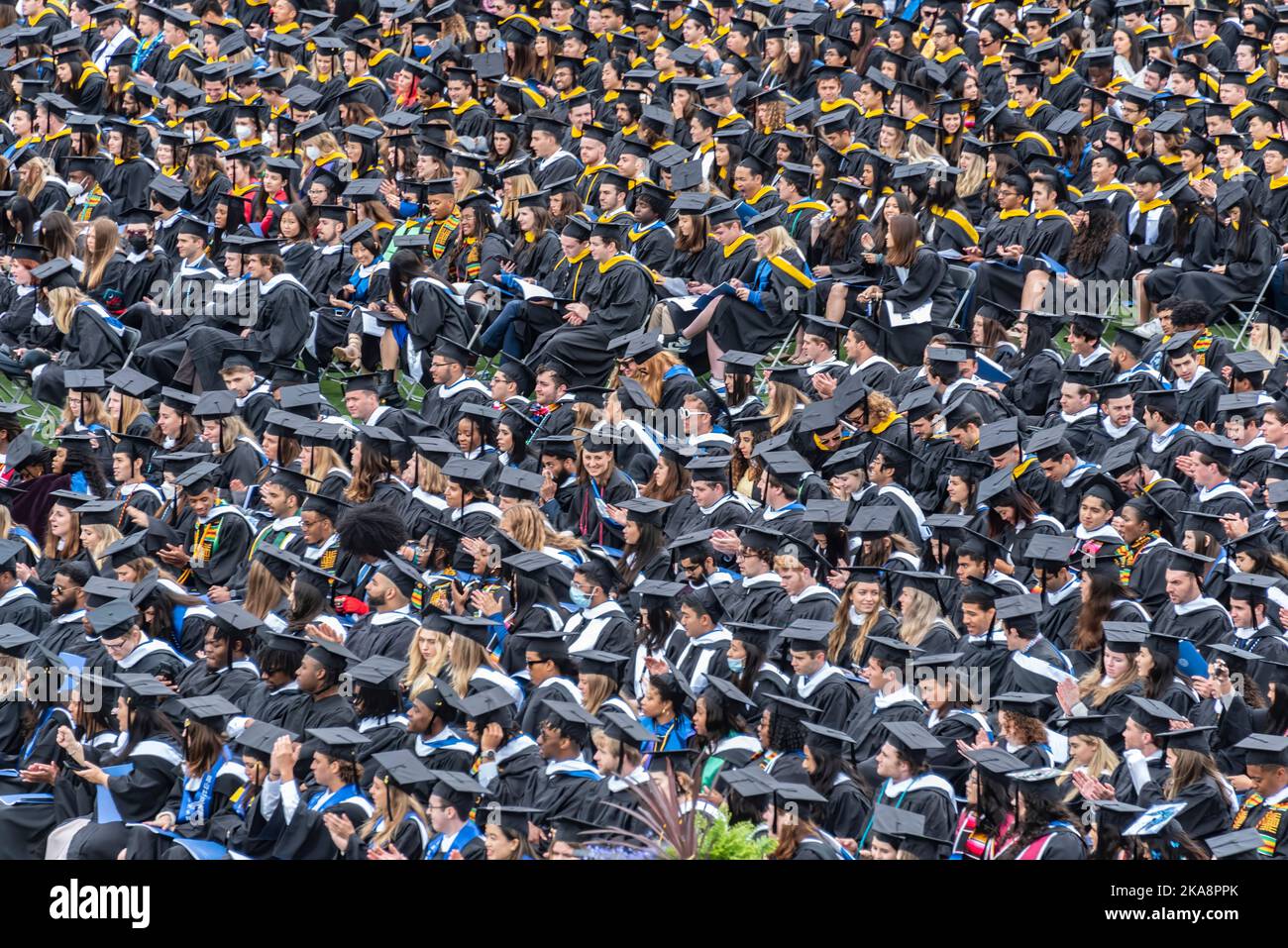 An aerial view of a crew of students in graduation caps Stock Photo - Alamy