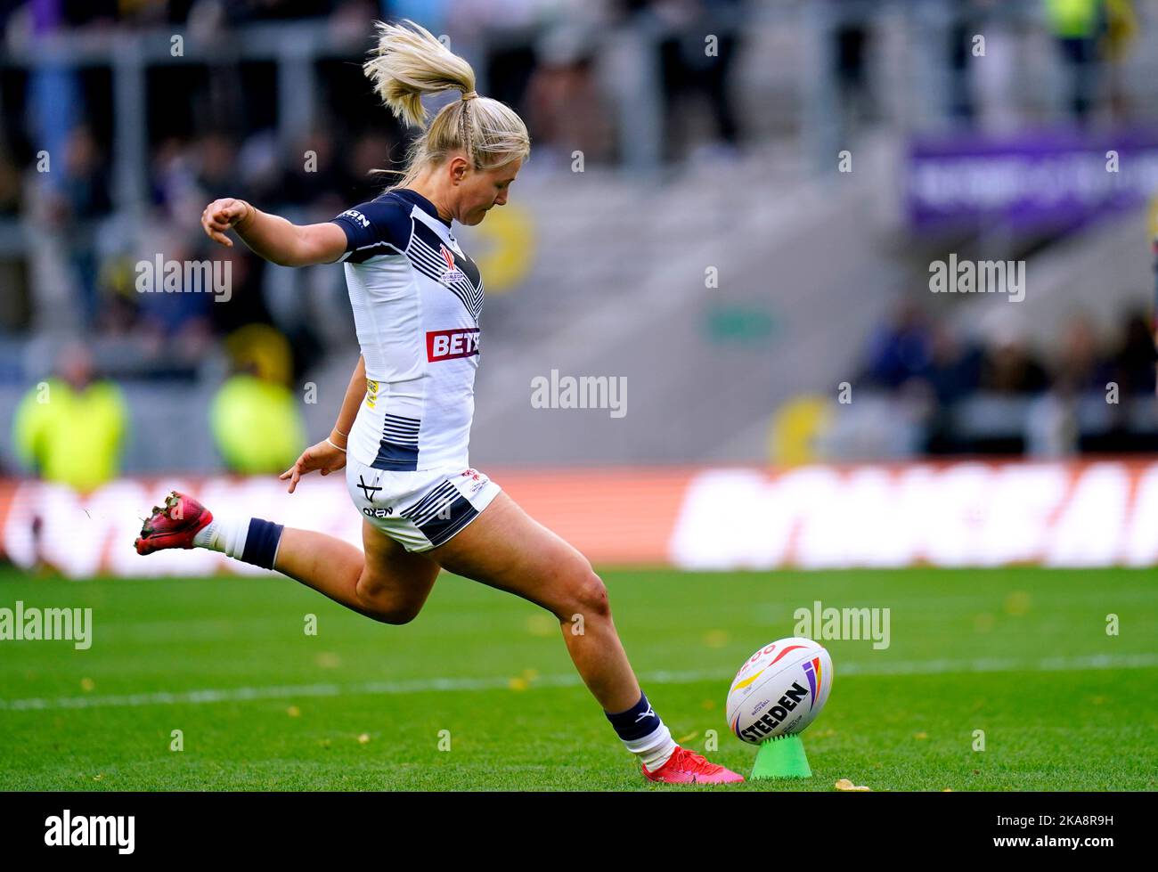 England's Tara-Jane Stanley converts a try during the Women's Rugby ...