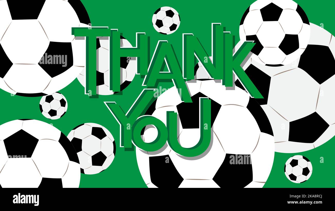 Football ball with Thank You text. Cartoon sport poster Stock Vector ...