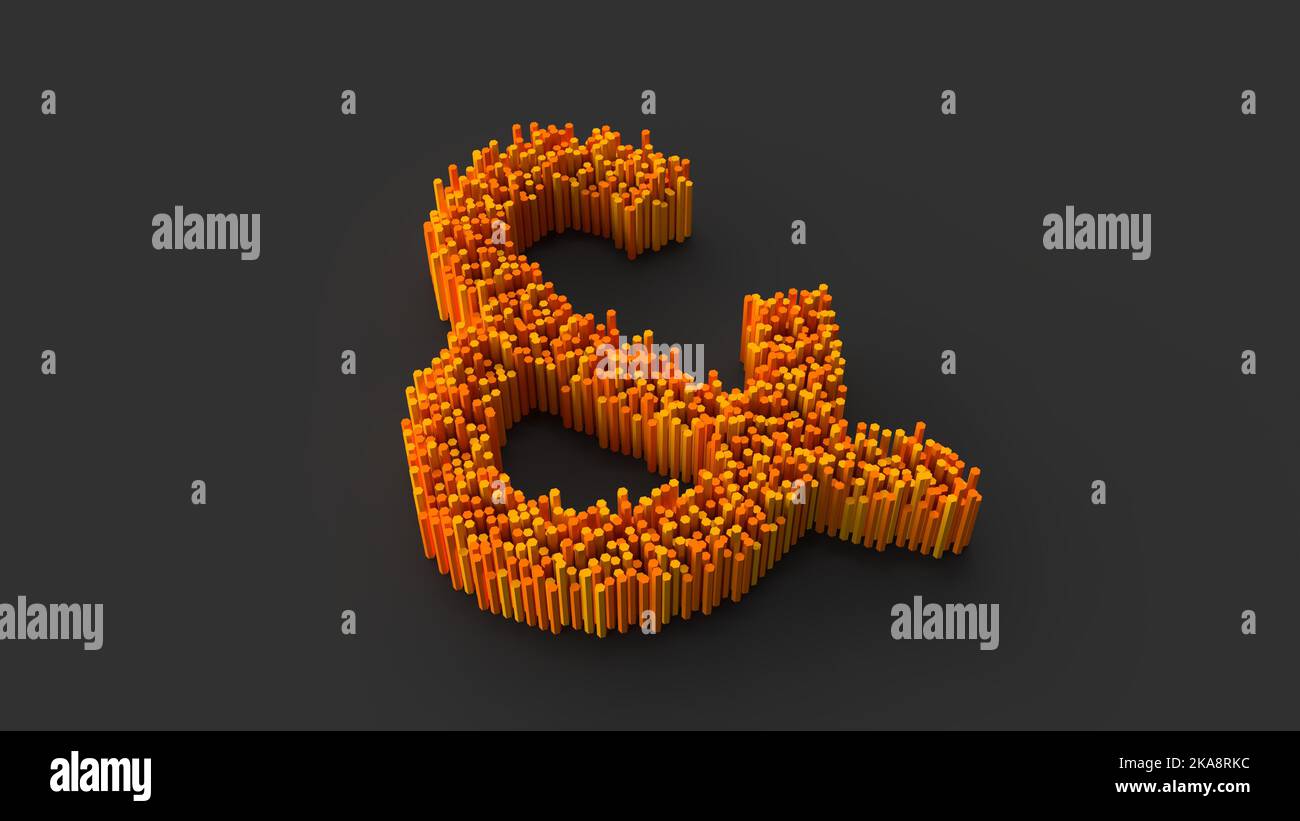 An illustration of a orange and red ampersand symbol isolated over dark ...