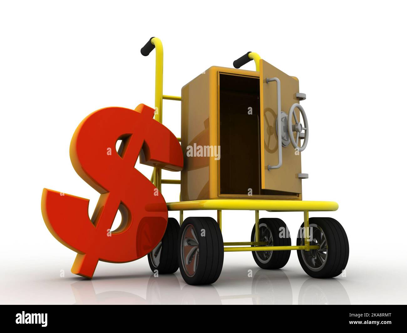 3d rendering Dollar symbol with locker in trolley Stock Photo - Alamy