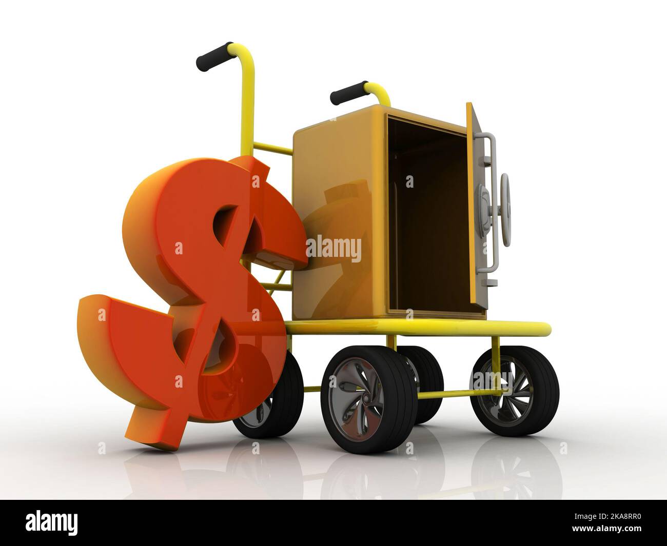 3d rendering Dollar symbol with locker in trolley Stock Photo - Alamy