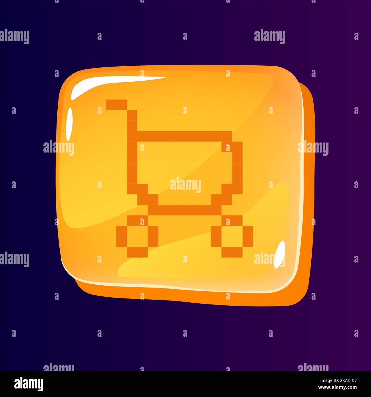 Shopping cart glossy ui button with pixelated icon Stock Vector Image ...