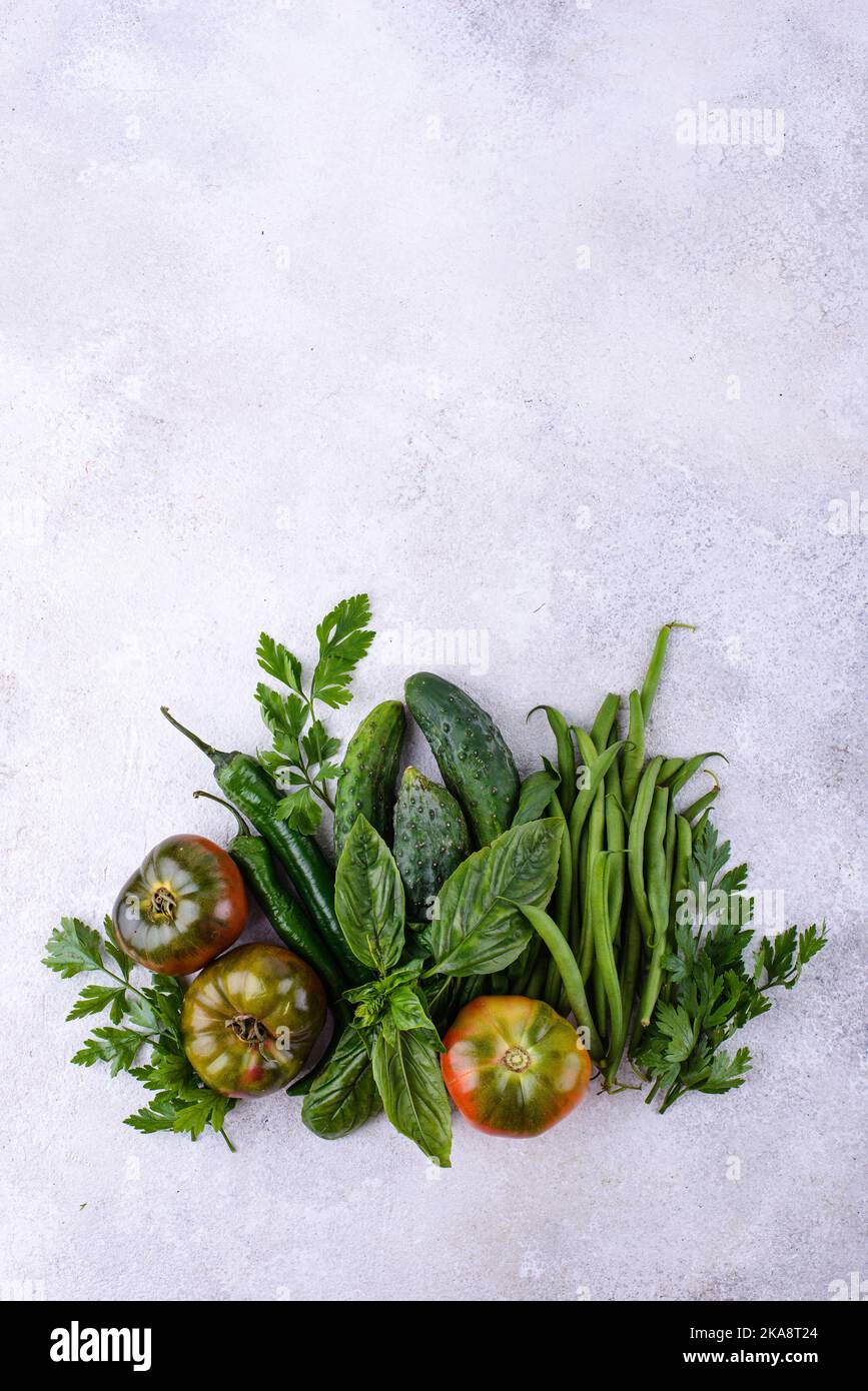 Assortment of green vegetables and fruits Stock Photo - Alamy