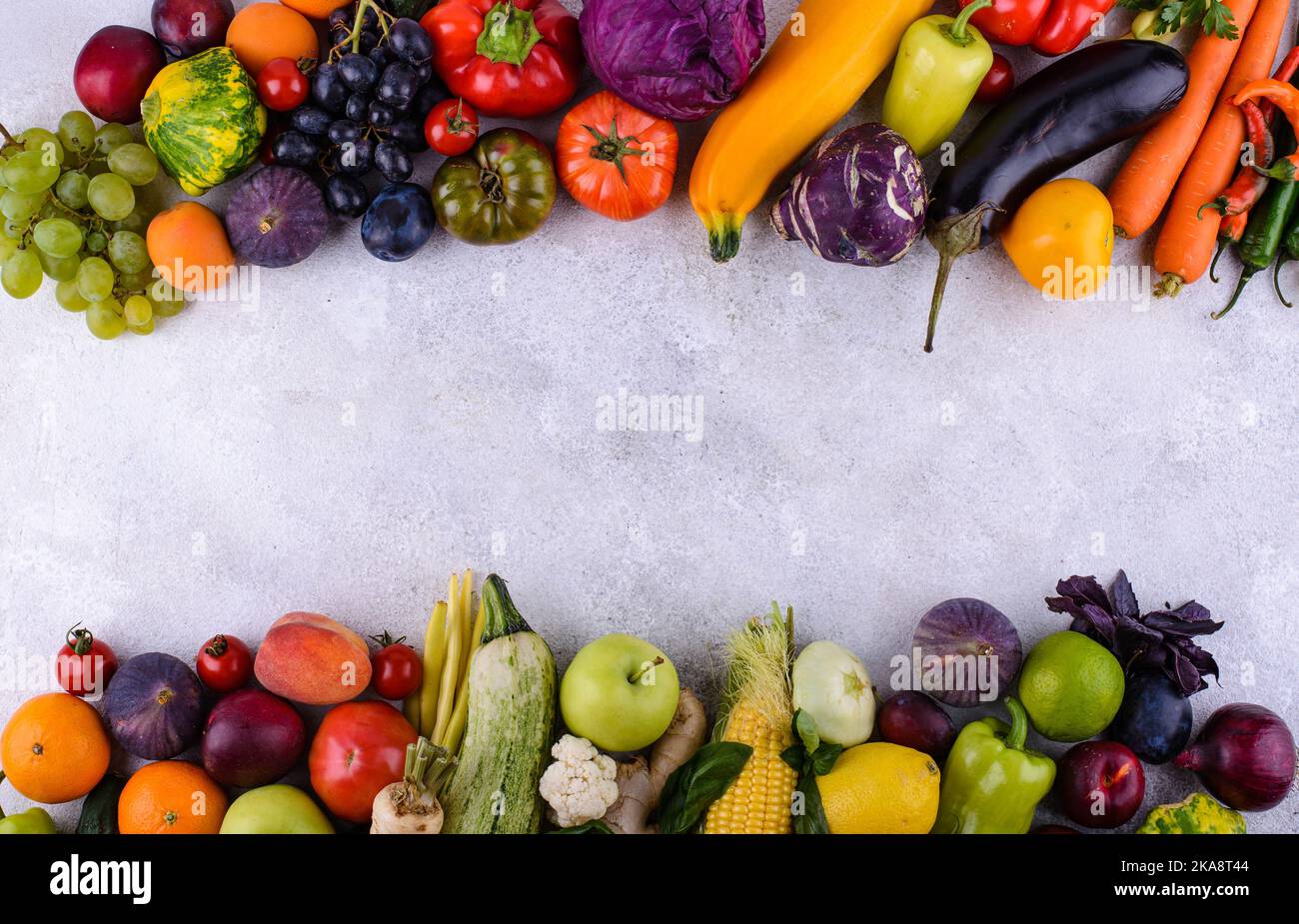 Assortment of rainbow color vegetables and fruits Stock Photo - Alamy