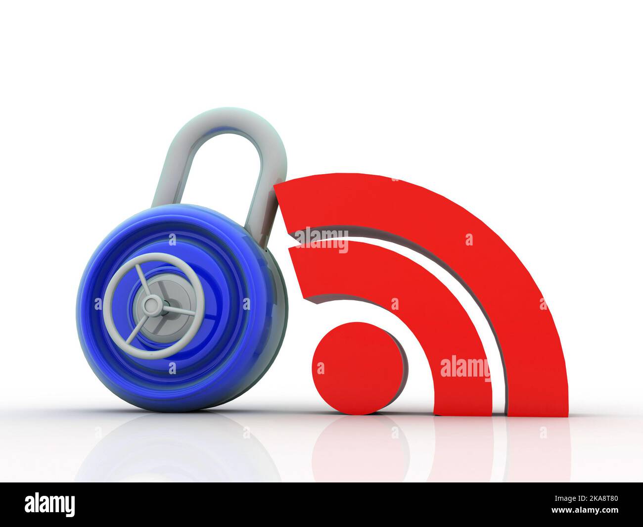 3d illustration WIFI symbol with lock Stock Photo - Alamy
