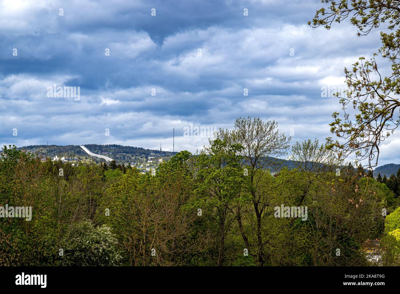 Kongsgarden Farm view of Holmenkollen Skijump Bygdoy Oslo Norway Stock ...