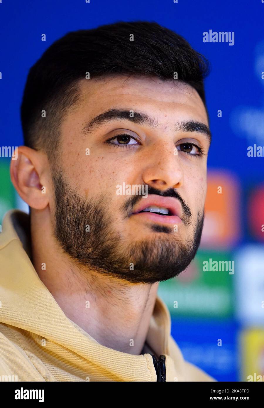 Chelsea’s Armando Broja during a press conference at Stamford Bridge ...