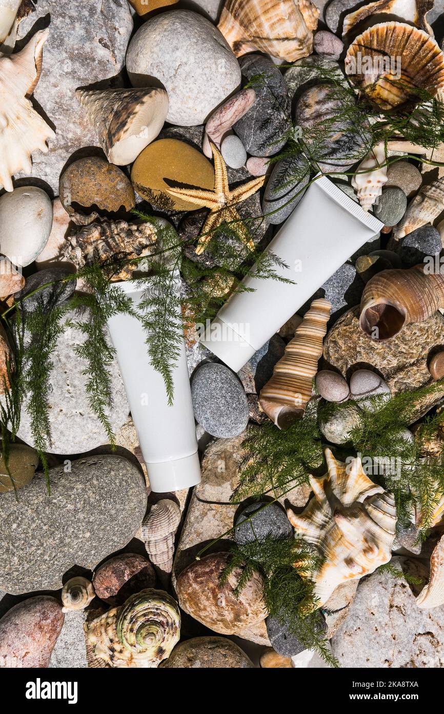 Organic cosmetic with with sea minerals. Skincare cosmetic product and ...