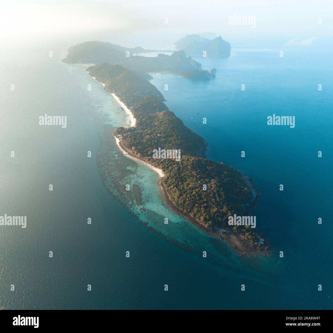 Aerial view of Laem Tong Beach or Laemtong bay in koh Phi Phi, Krabi ...