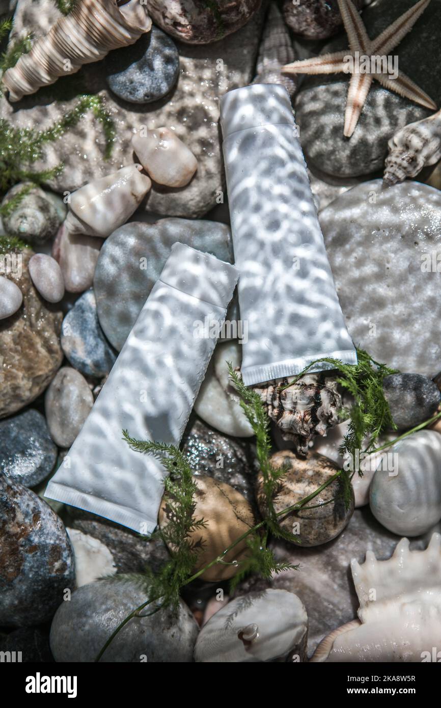 Organic cosmetic with with sea minerals. Skincare cosmetic product and ...