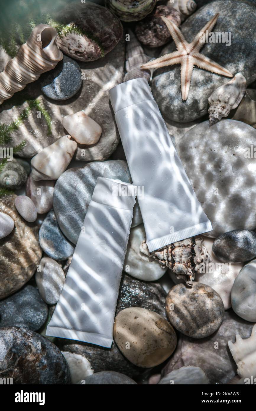 Organic cosmetic with with sea minerals. Skincare cosmetic product and ...