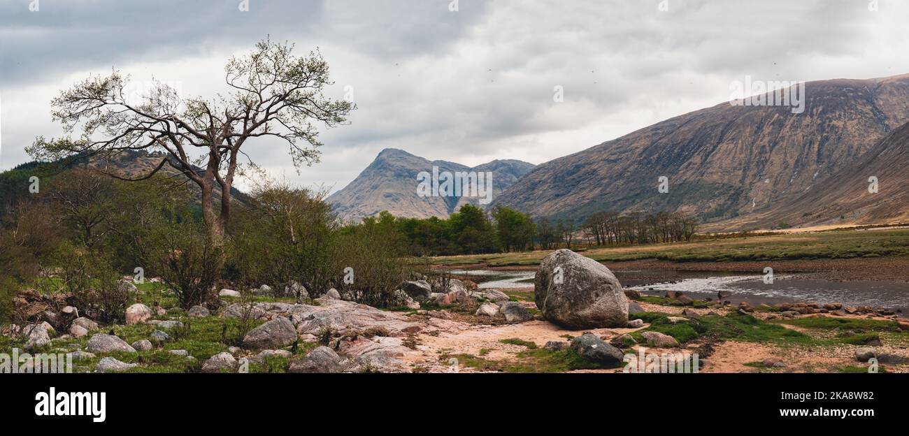 panorama of glen etive and loch etive in the argyll region of the ...