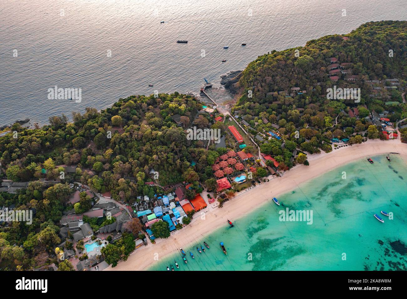 Aerial view of Laem Tong Beach or Laemtong bay in koh Phi Phi, Krabi, Thailand Stock Photo - Alamy