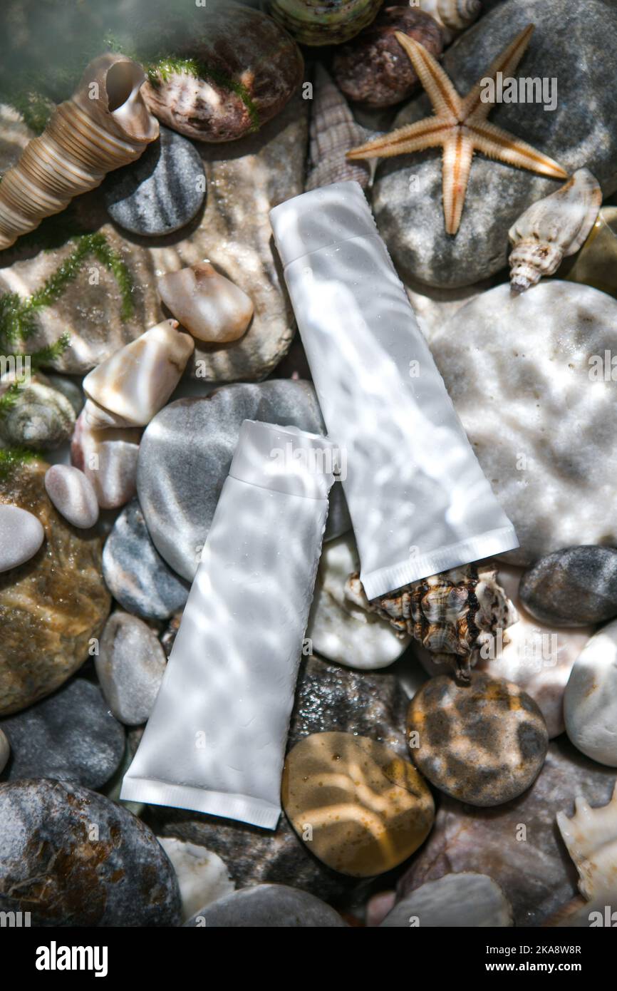 Organic cosmetic with with sea minerals. Skincare cosmetic product and ...