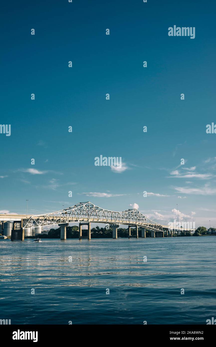 A beautiful shot of a Steamboat Bill Bridge across the Tennessee River ...