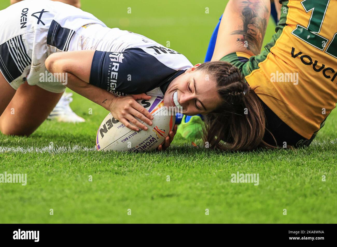 Fran Goldthorp England goes over for a try during the Women's Rugby ...