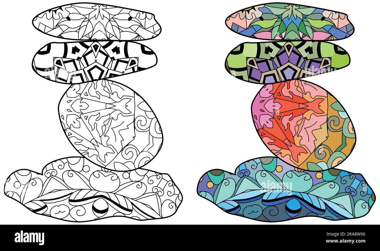 Balance concept. Zen stones flat design style for coloring pages. Color ...