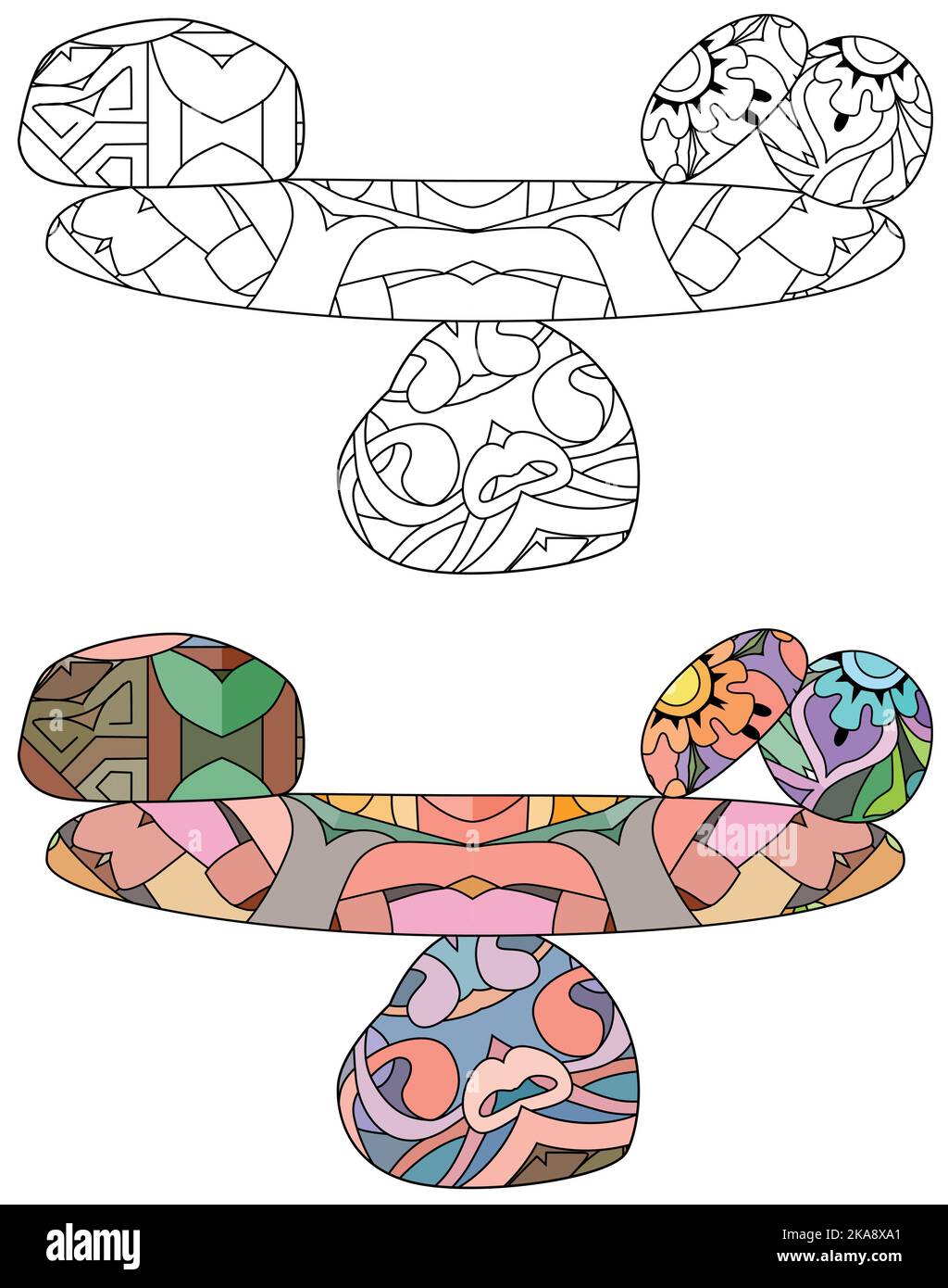 Balance concept. Zen stones flat design style for coloring pages. Color ...
