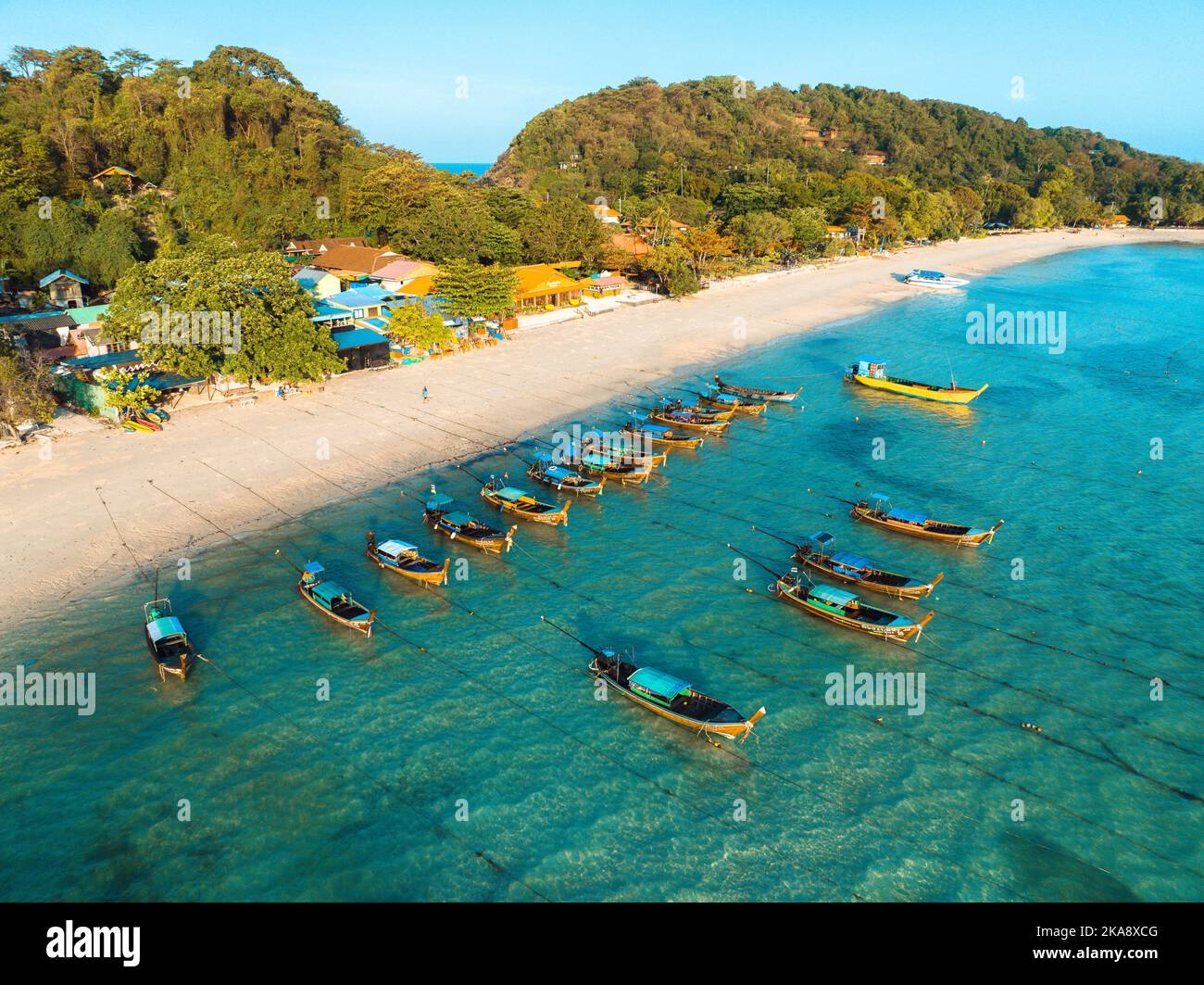 Aerial view of Laem Tong Beach or Laemtong bay in koh Phi Phi, Krabi ...