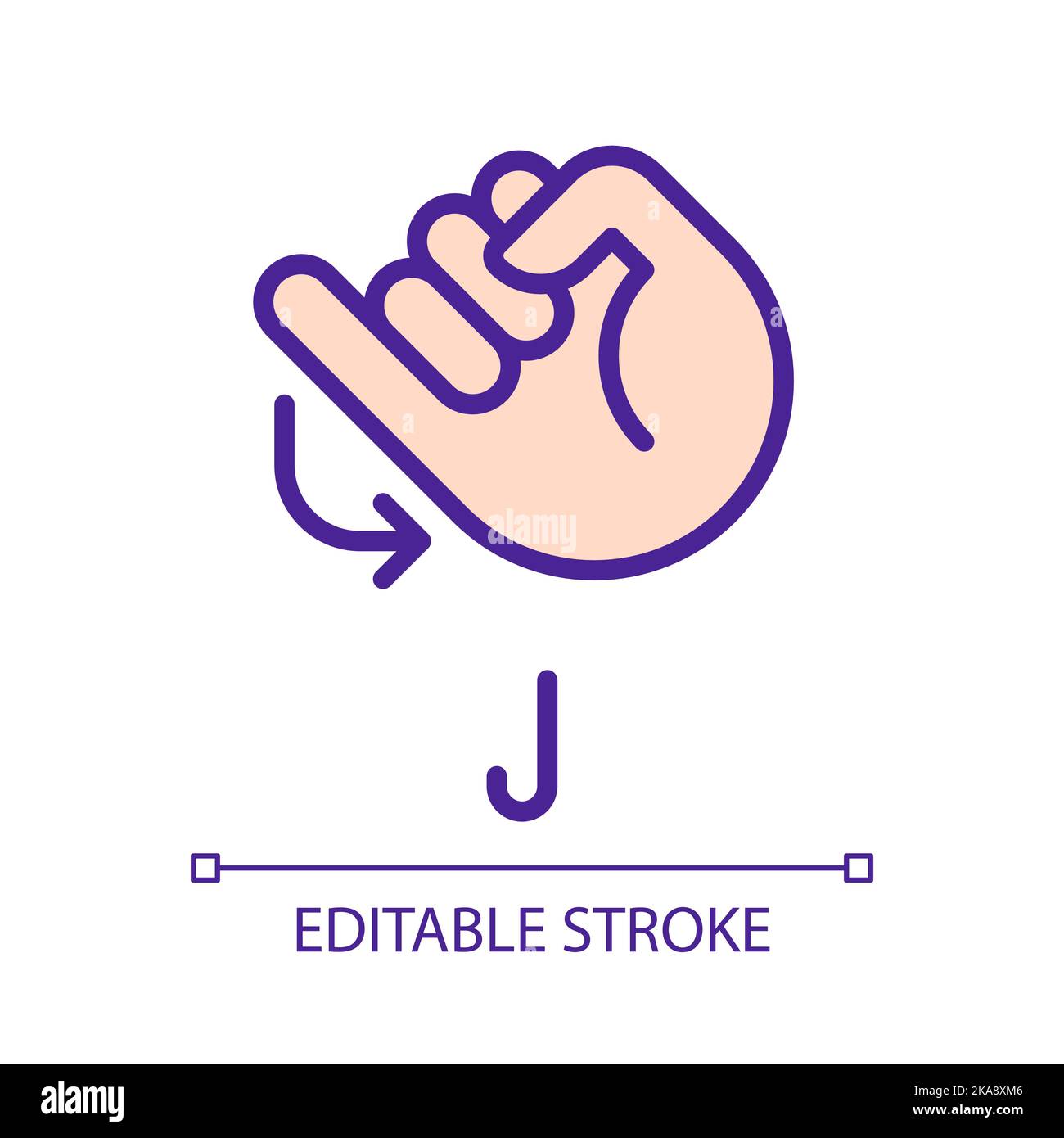 Letter J sign in ASL pixel perfect RGB color icon Stock Vector Image ...