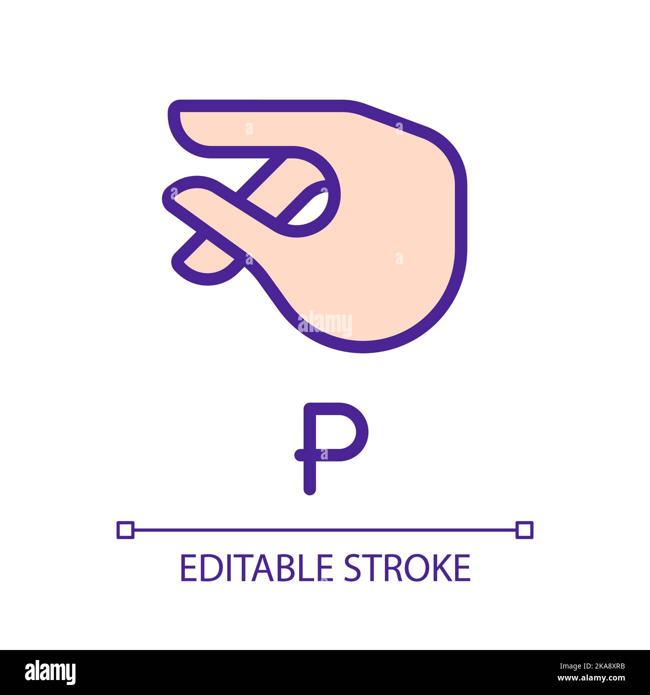 Letter P sign in ASL pixel perfect RGB color icon Stock Vector Image ...