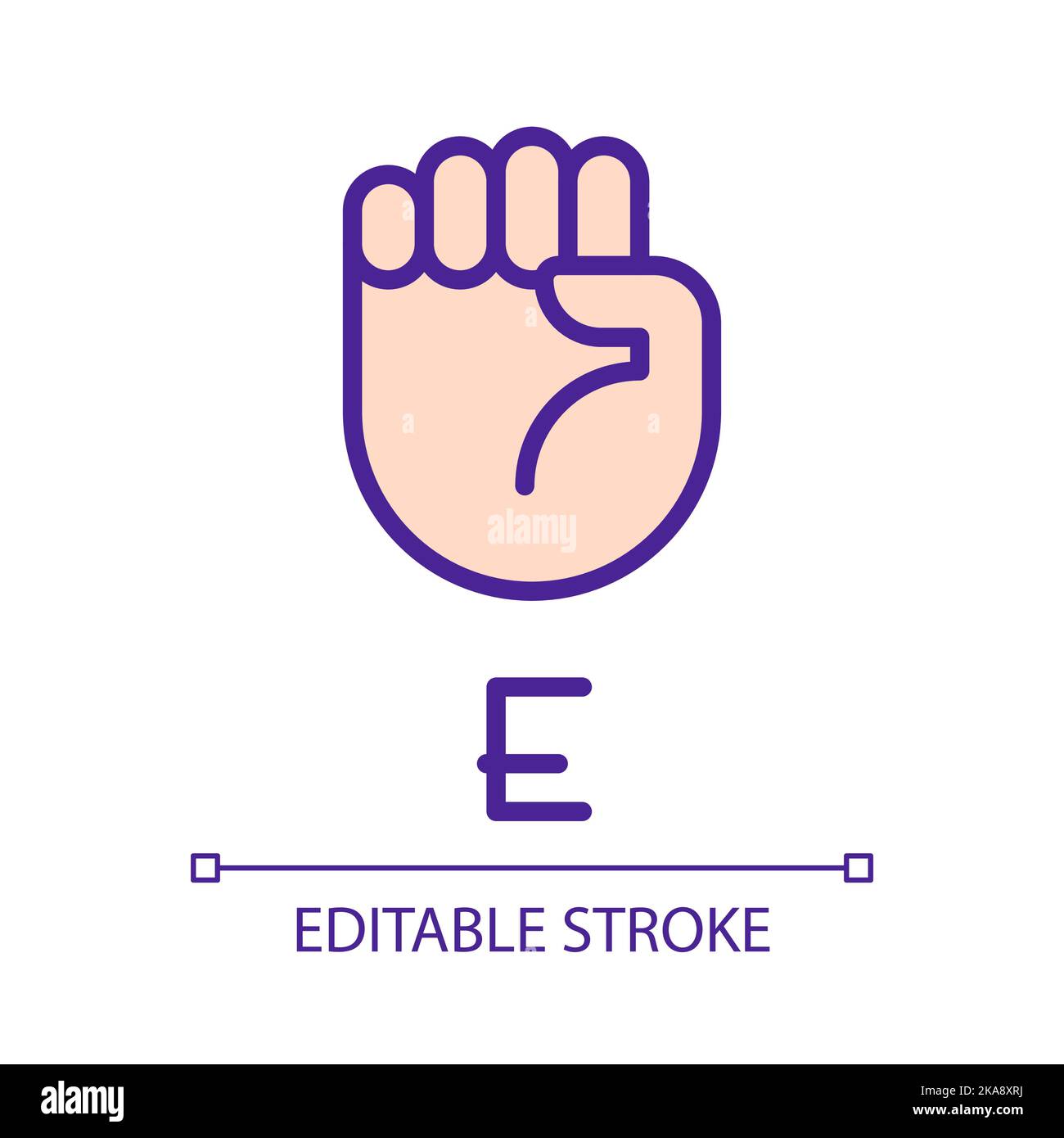 Letter E visualization in ASL pixel perfect RGB color icon Stock Vector ...