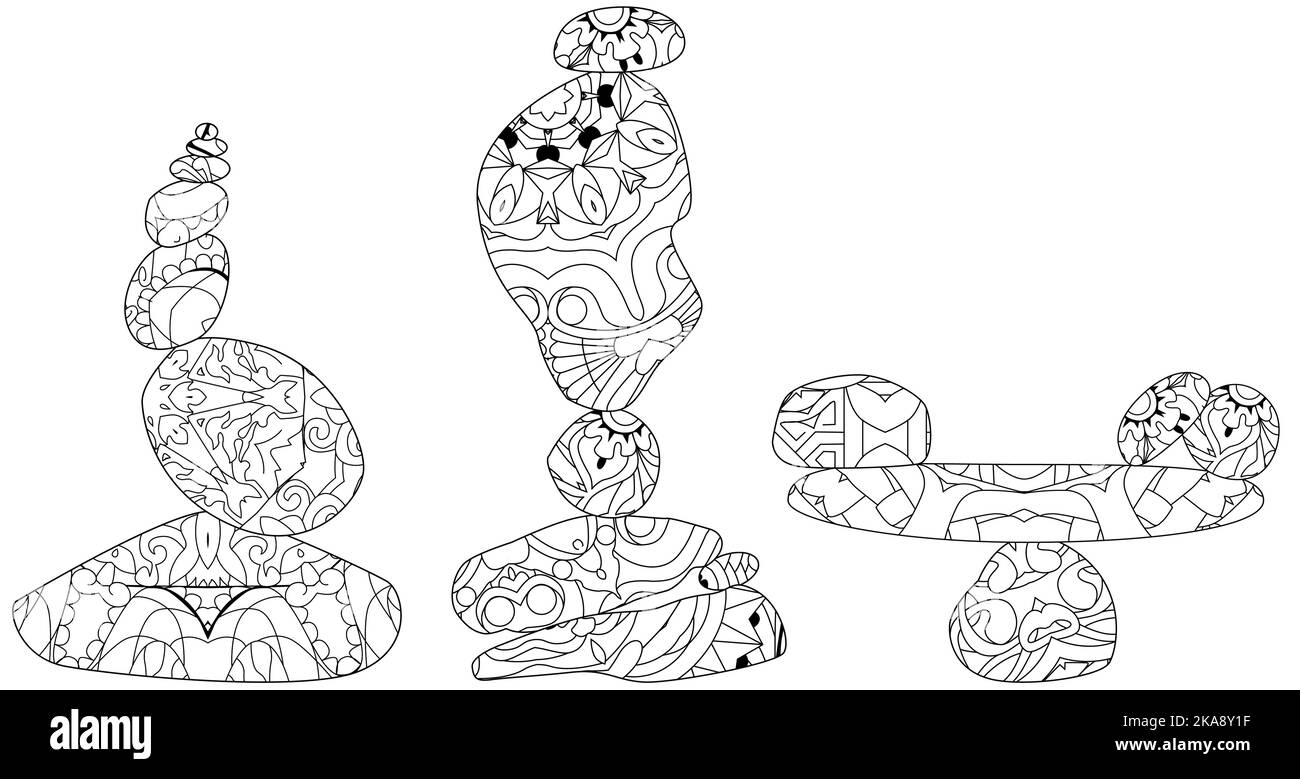 Balance concept. Zen stones flat design style for coloring pages Stock ...