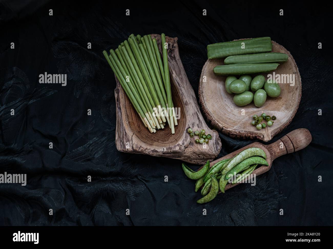 Composition of green snacks in assortment with different tastes and ...