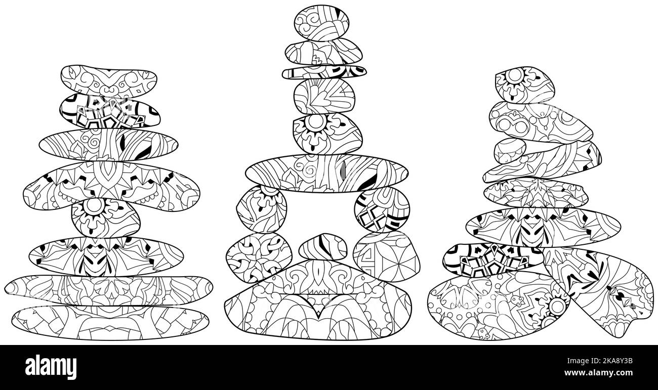 Balance concept. Zen stones flat design style for coloring pages Stock ...