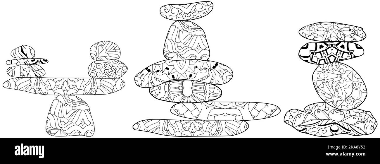 Balance concept. Zen stones flat design style for coloring pages Stock ...
