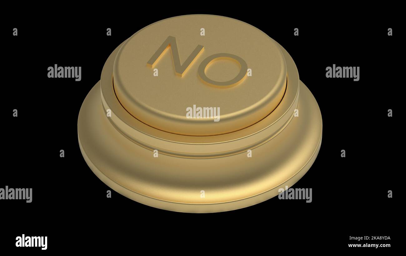 golden no button isolated illustration gold 3d render Stock Photo - Alamy