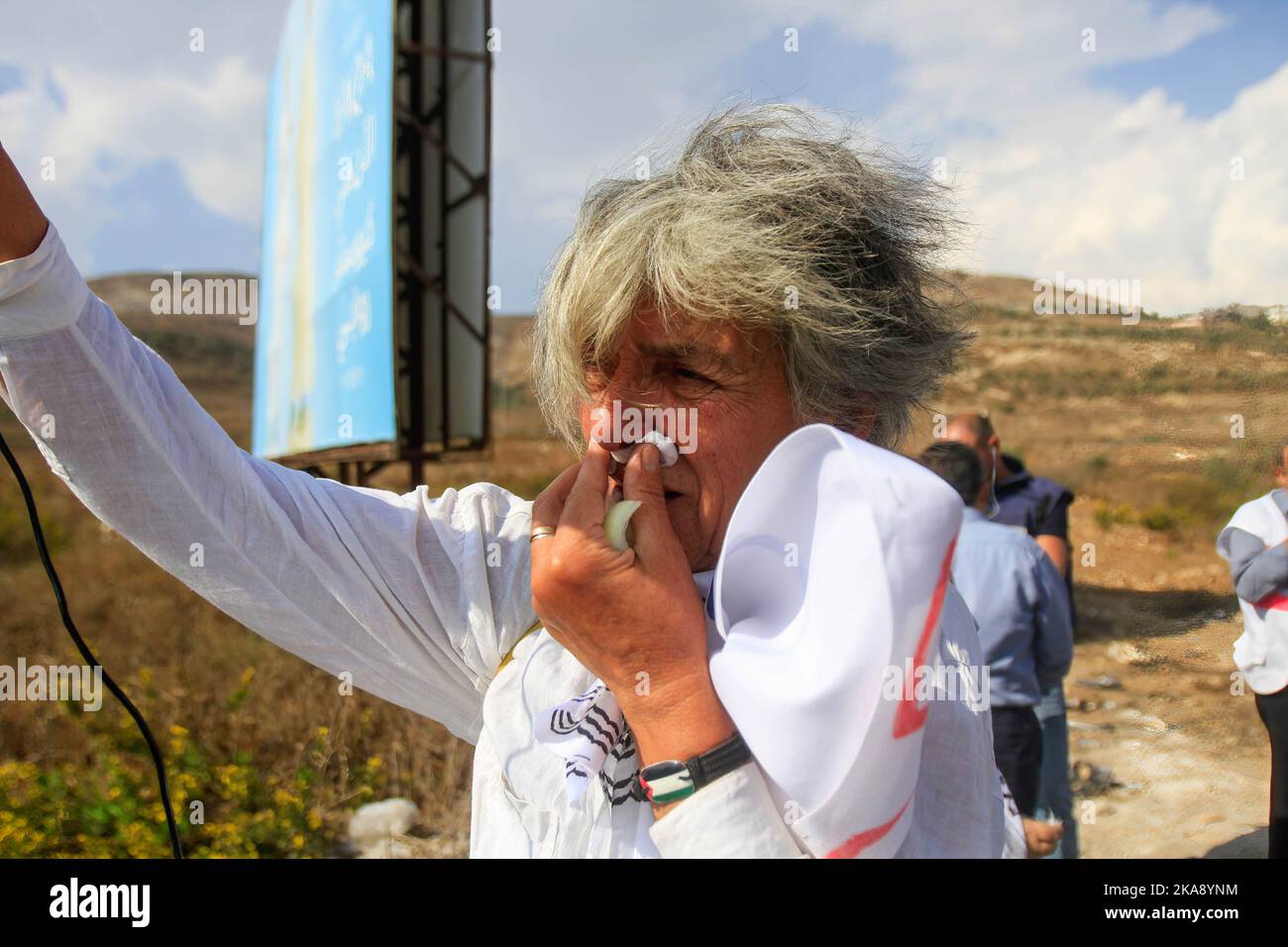 Nablus, Palestine. 01st Nov, 2022. A Palestinian protester covers her ...