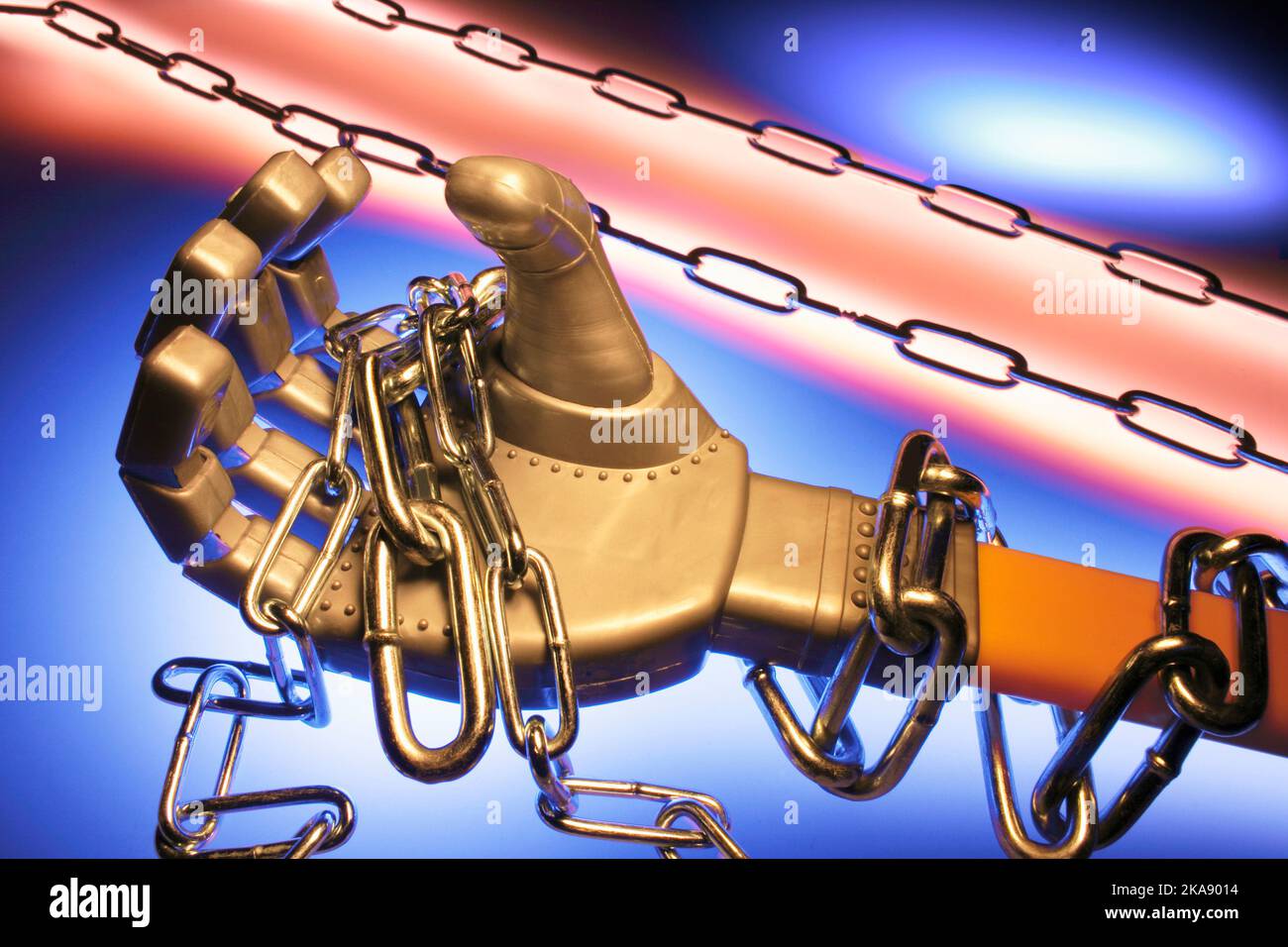 Robotic Hand with Metal Chain Stock Photo - Alamy