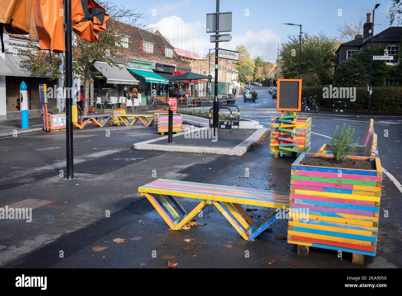 Planter and bench barriers that form an LTN (Low Traffic Neighbourhood ...