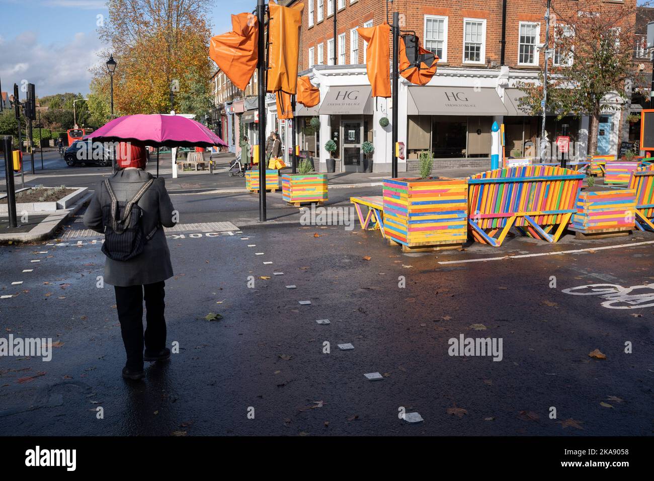 Planter and bench barriers that form an LTN (Low Traffic Neighbourhood ...